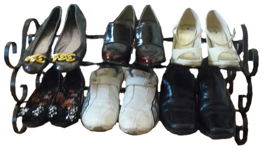 6 Pair Scrolled Wrought Iron Shoe Rack - Etsy