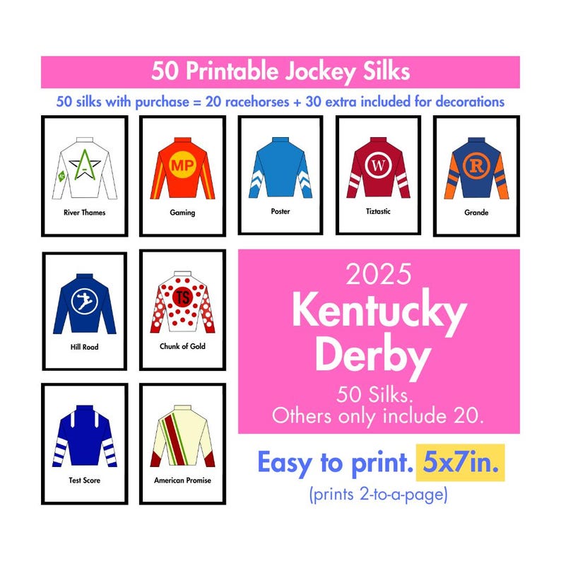 2025 Kentucky Derby Jockey Silks Jerseys Shirts With Horse Names ...