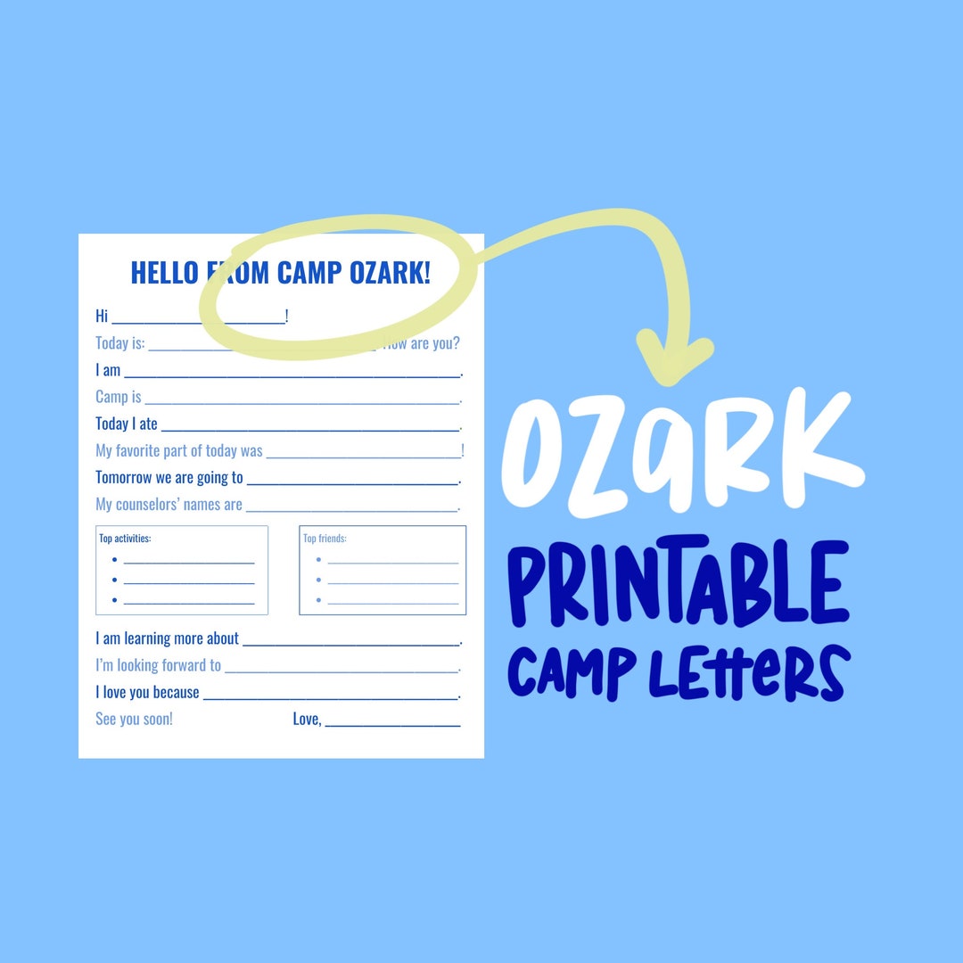 Camp OZARK Printable Letter, Summer Camp Letter, Stationery, Template ...