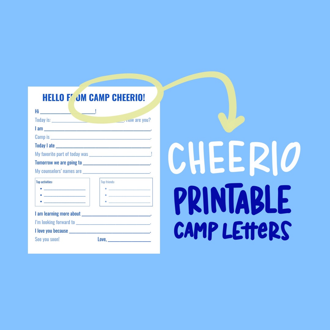 Camp CHEERIO Printable Letter: Fill-in Stationery (digital Download) - Etsy
