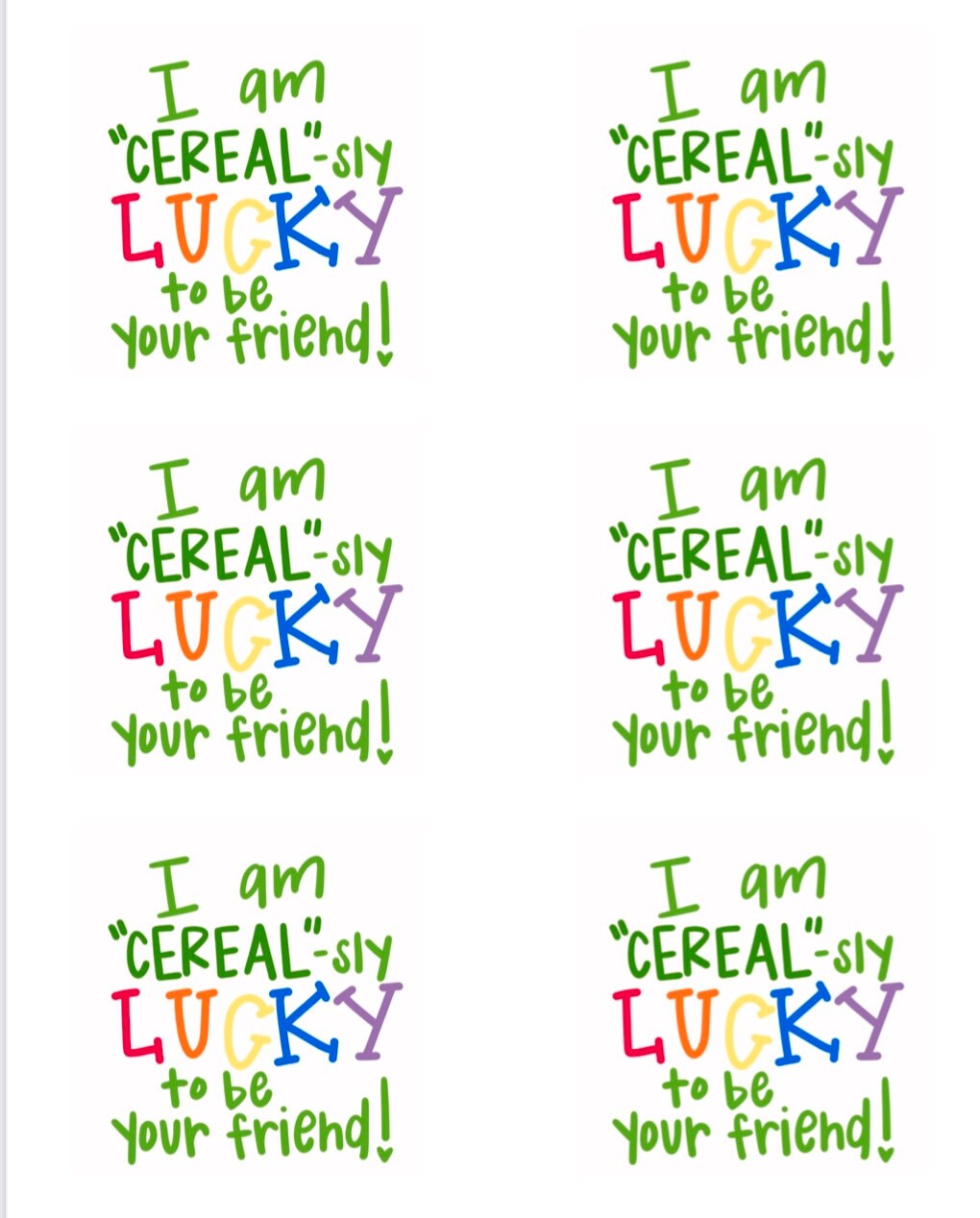 Printable St. Patrick’s Day Tags or Stickers - "i Am Cereal-sly ...