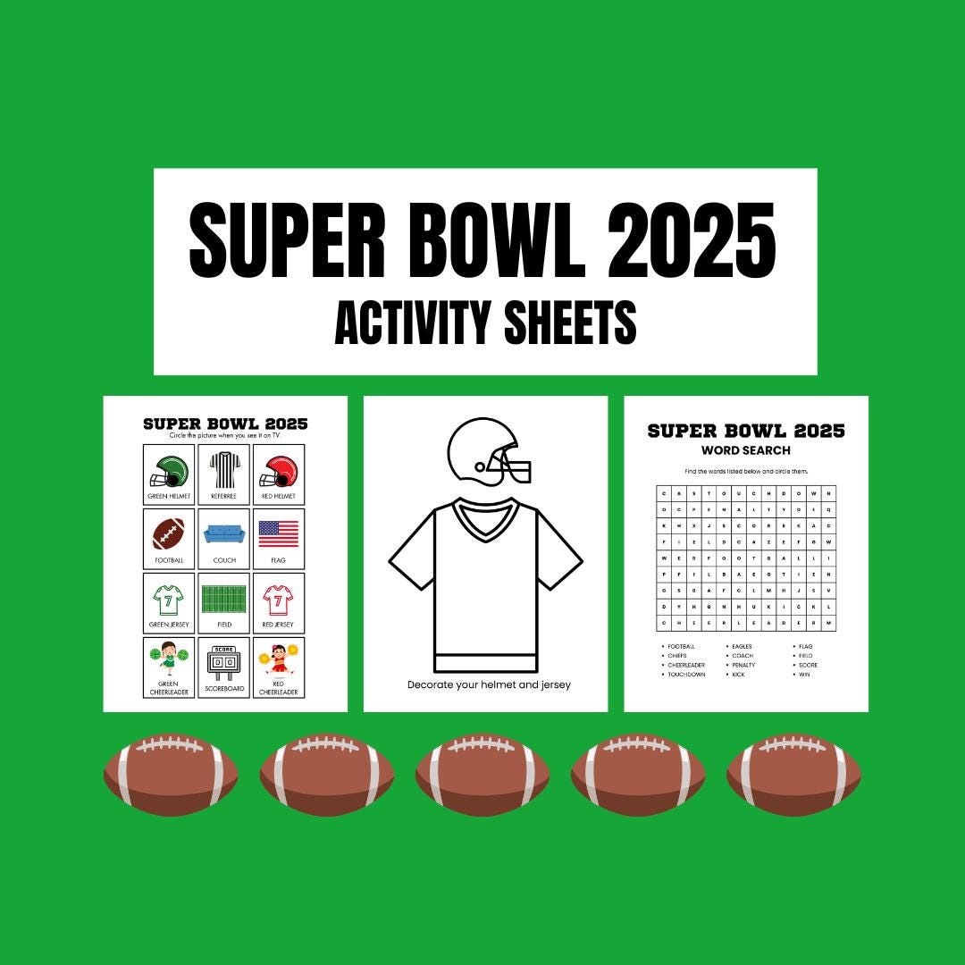 Super Bowl 2025 LIX Printable Kid Activity Sheets Word Search ...