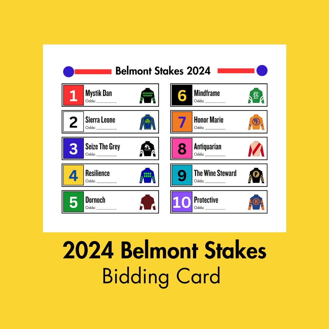 Belmont Stakes Betting Card Sheet Horses Jockey Silks Jerseys Shirts ...