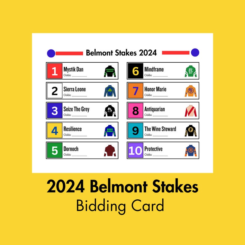 Belmont Stakes Betting Card Sheet Horses Jockey Silks Jerseys Shirts ...