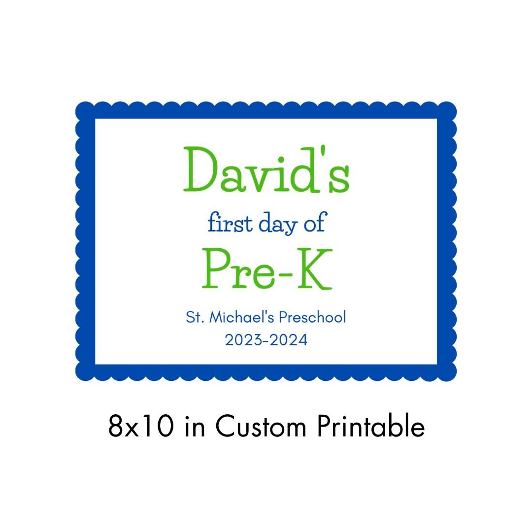 Blue Green First Day of School Custom Printable Digital Download Boy ...