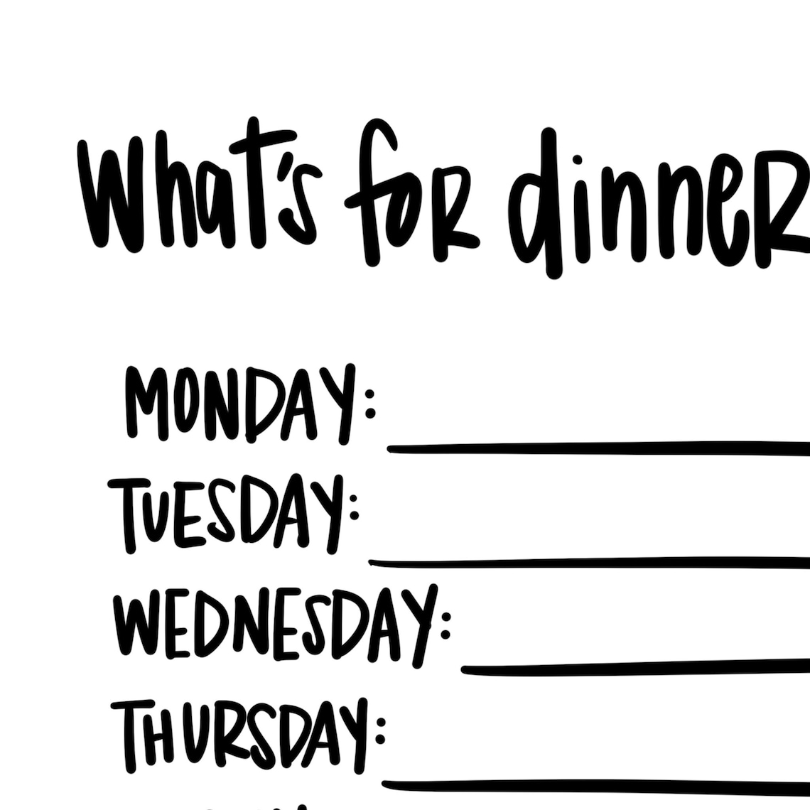 Weekly Meal Planning Sheet “what’s for Dinner?” — Digital Download ...