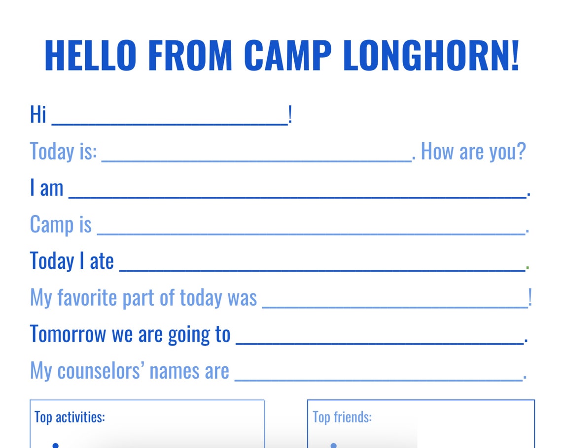 Camp LONGHORN Printable Letter, Summer Camp Letter, Stationery ...