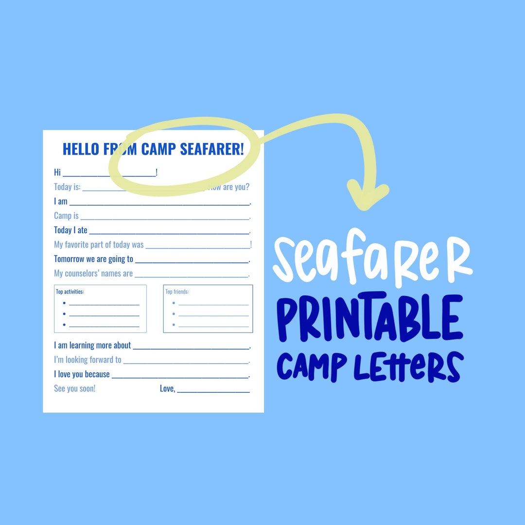 Carta imprimible Camp SEAFARER, Carta de campamento de verano ...