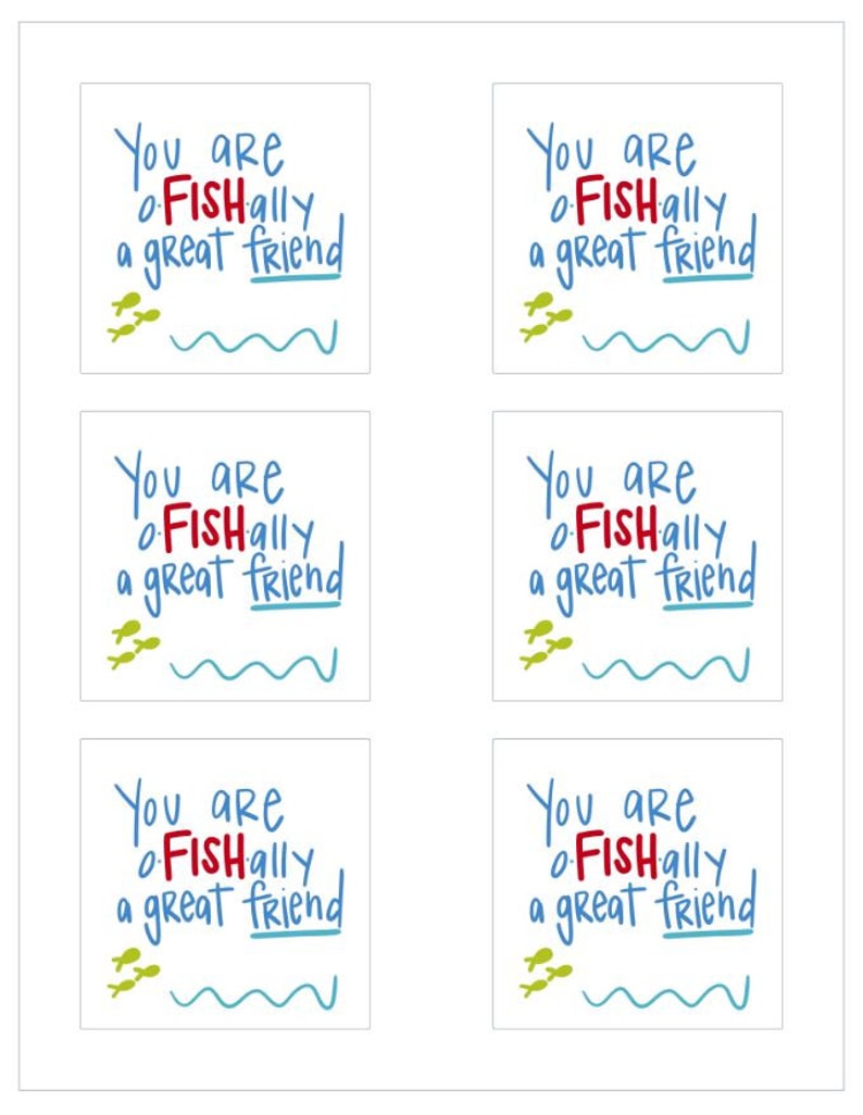 Printable Valentine Fish Tags or Stickers you Are O-fish-ally ...