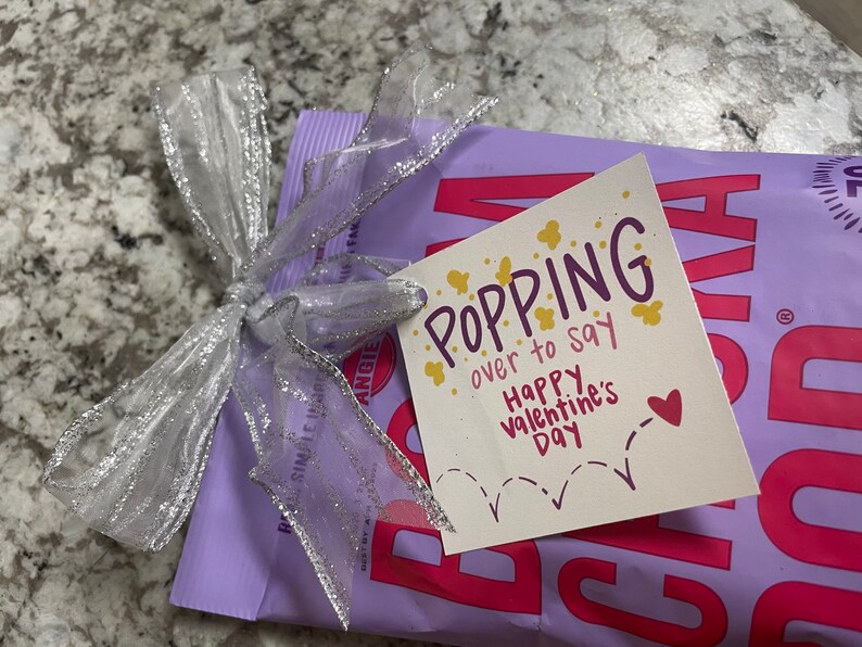 Printable Valentine Popcorn Tags or Stickers popping Poppin Over to Say ...