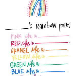 Printable Rainbow Activity Sheet - Personalized “rainbow Poem” “red ...