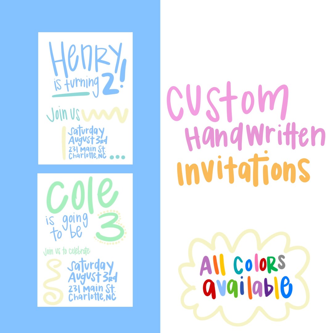 Custom Handwritten Invitations - Whimsical Classy Preppy Formal ...