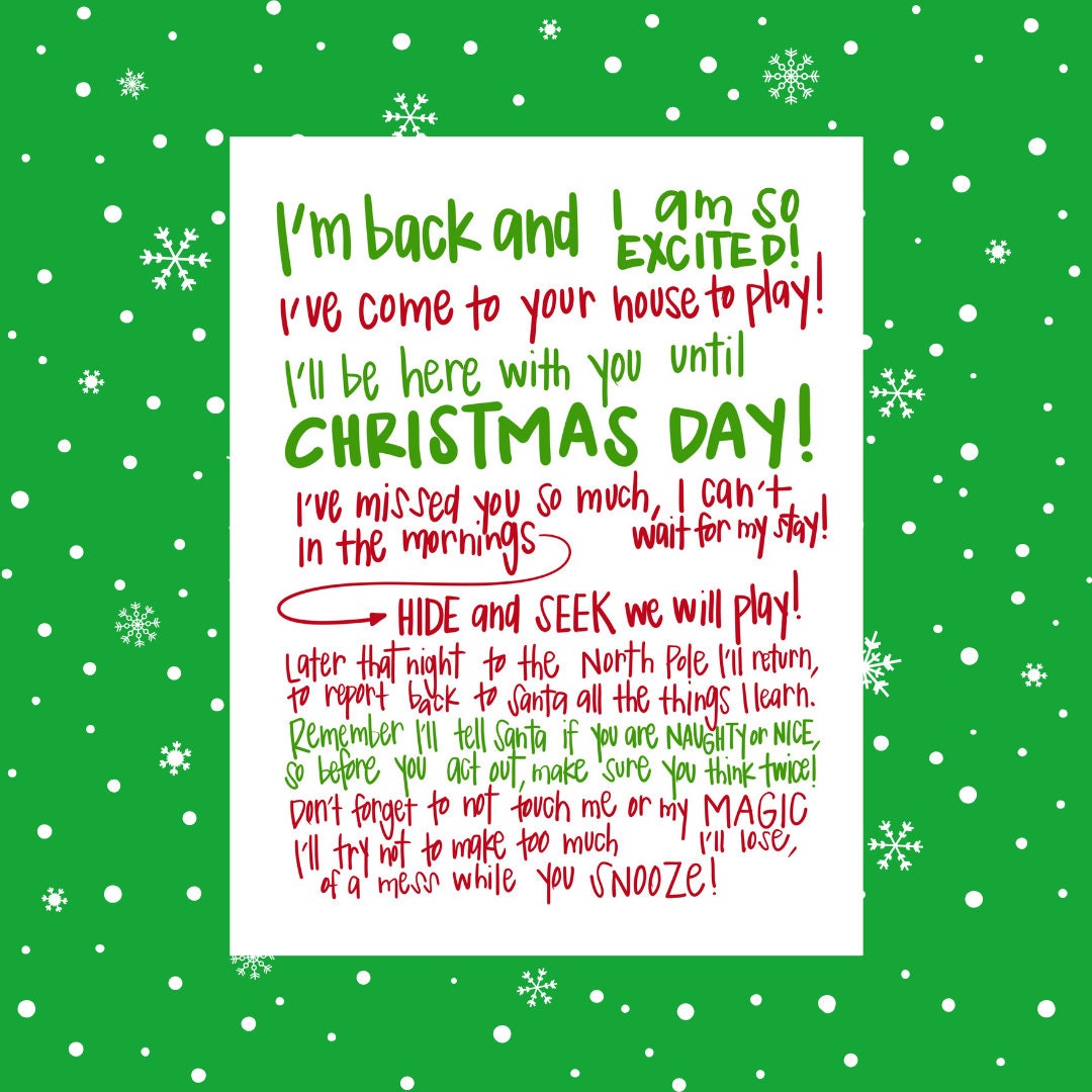 Elf is Back, Letter From Elf, Printable, Whimsical, Digital Download ...