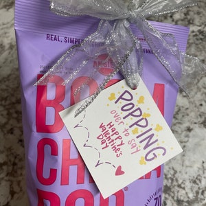Printable Valentine Popcorn Tags or Stickers popping Poppin Over to Say ...