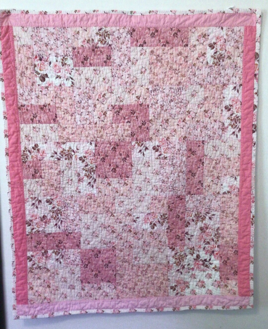 Everything's Coming up Roses Quilt, Crib Quilt, Baby Quilt, Throw Quilt ...