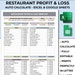 Restaurant Profit & Loss Spreadsheet Template. Restaurant Financial ...