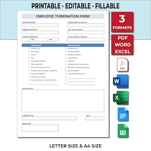 Employee Termination Form Template. Printable Employee Termination Form ...
