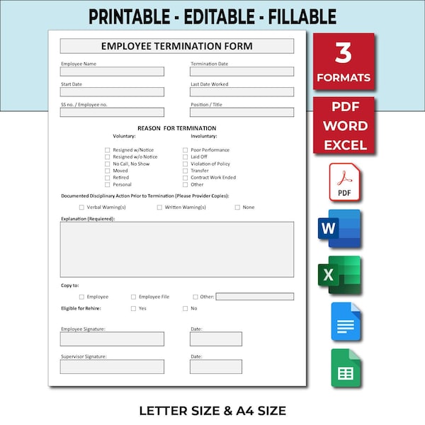 Employee Termination Form - Etsy