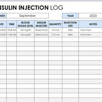 Blood Sugar Injection Log. Diabetes Medication Log. Insulin Therapy ...
