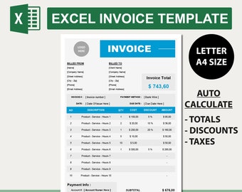 Excel Invoice Template. Excel Invoice Spreadsheet. Excel Invoice Sheet ...