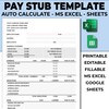 Pay Stub Spreadsheet Template. Earnings Statement Template. Excel ...