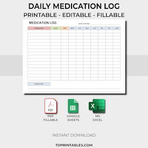 Medication Tracker, Medication Log, Medication List, Medicine Tracker ...