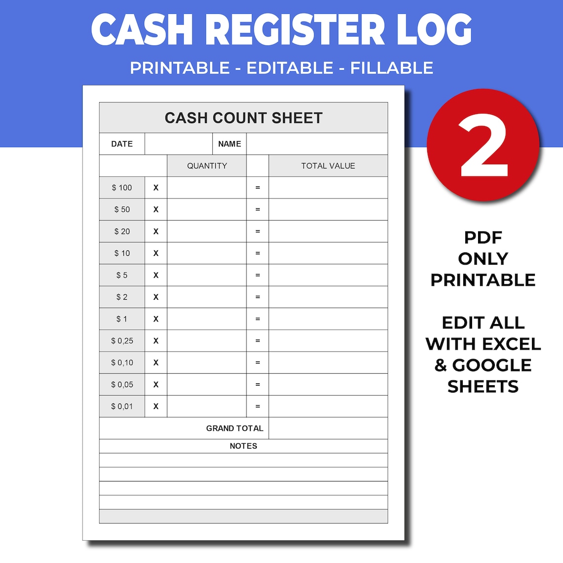 Cash Breakdown. Count Sheet. PDF Cash Breakdown Slip. Cash Withdrawal ...