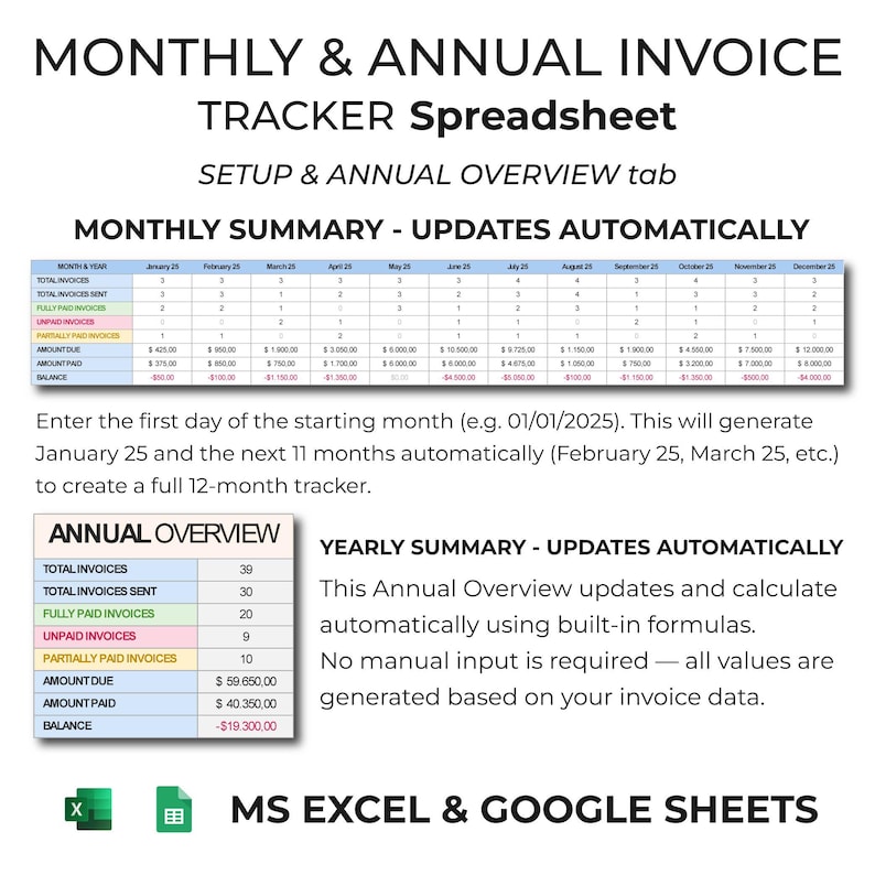 Invoice & Payment Tracker Spreadsheet, Excel Invoice Tracker Template ...
