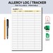 Printable Allergy Log, Allergy Tracker, Allergy Diary, Allergy Logbook ...