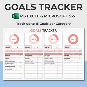 Goal Tracking Excel | Goal Tracker Template | Goals Planner | Monthly ...