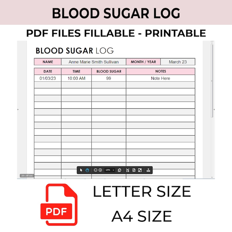 Blood Sugar Trend Tracker. Glucose Measurement Log. Diabetic Sugar ...