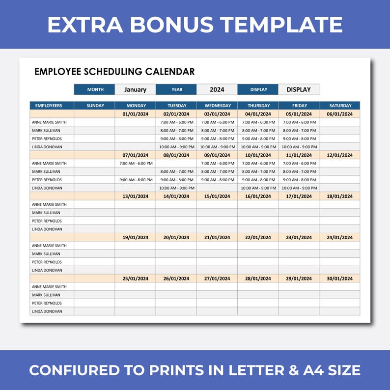 Employee Work Schedule Calendar,employee Work Schedule Template ...
