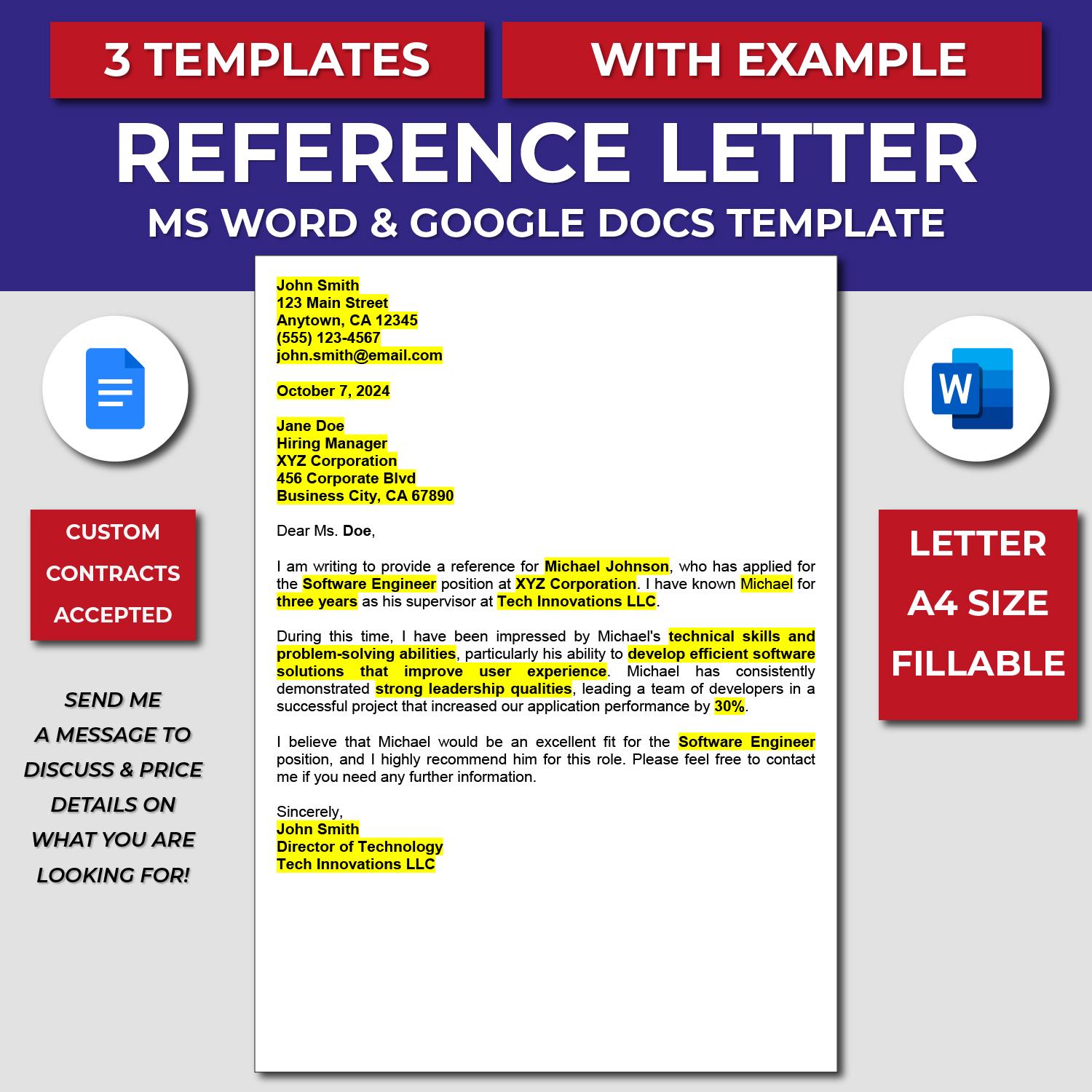 Reference Letter Template. Recommendation Letter Template. Sample ...