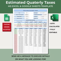 Quarterly Taxes Spreadsheet Template, State & Federal Income Taxes ...