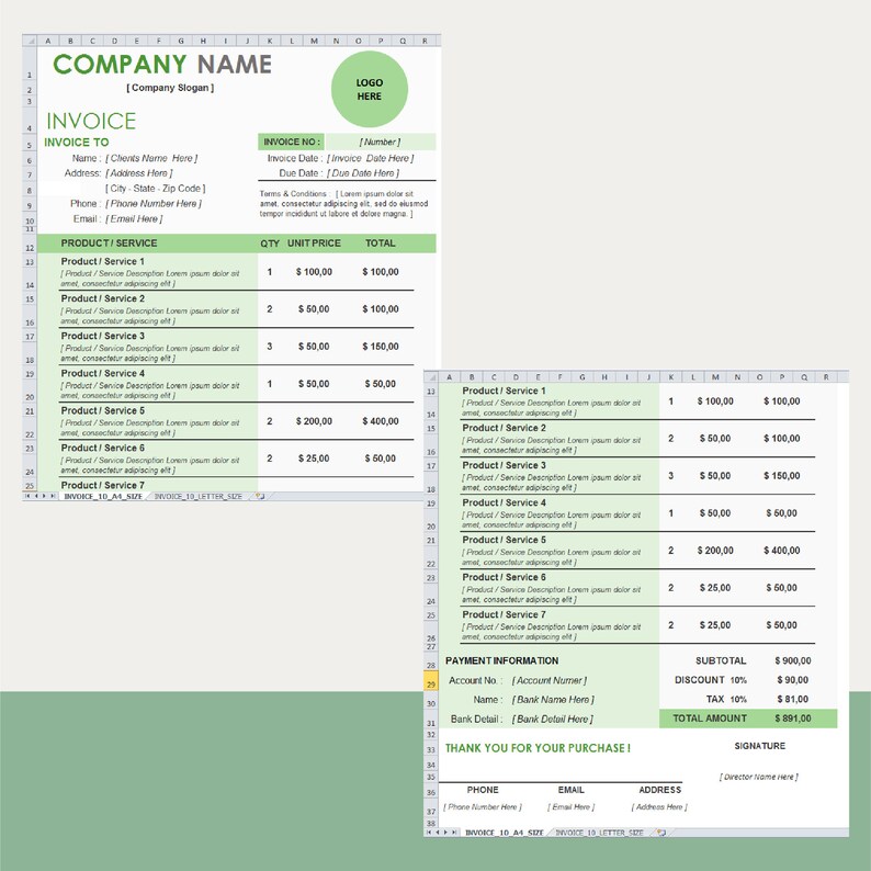 Excel Invoice Template for Small Business. Customizable Invoice ...