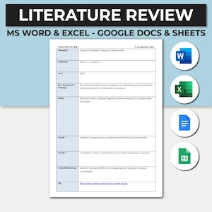 Research Literature Review & Literature Search Template. Literature ...