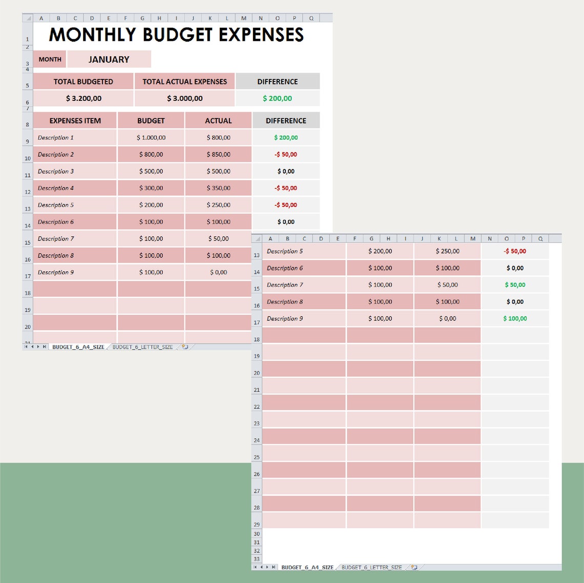 Budget Template for Monthly Expenses. Editable Monthly Expense Tracking ...