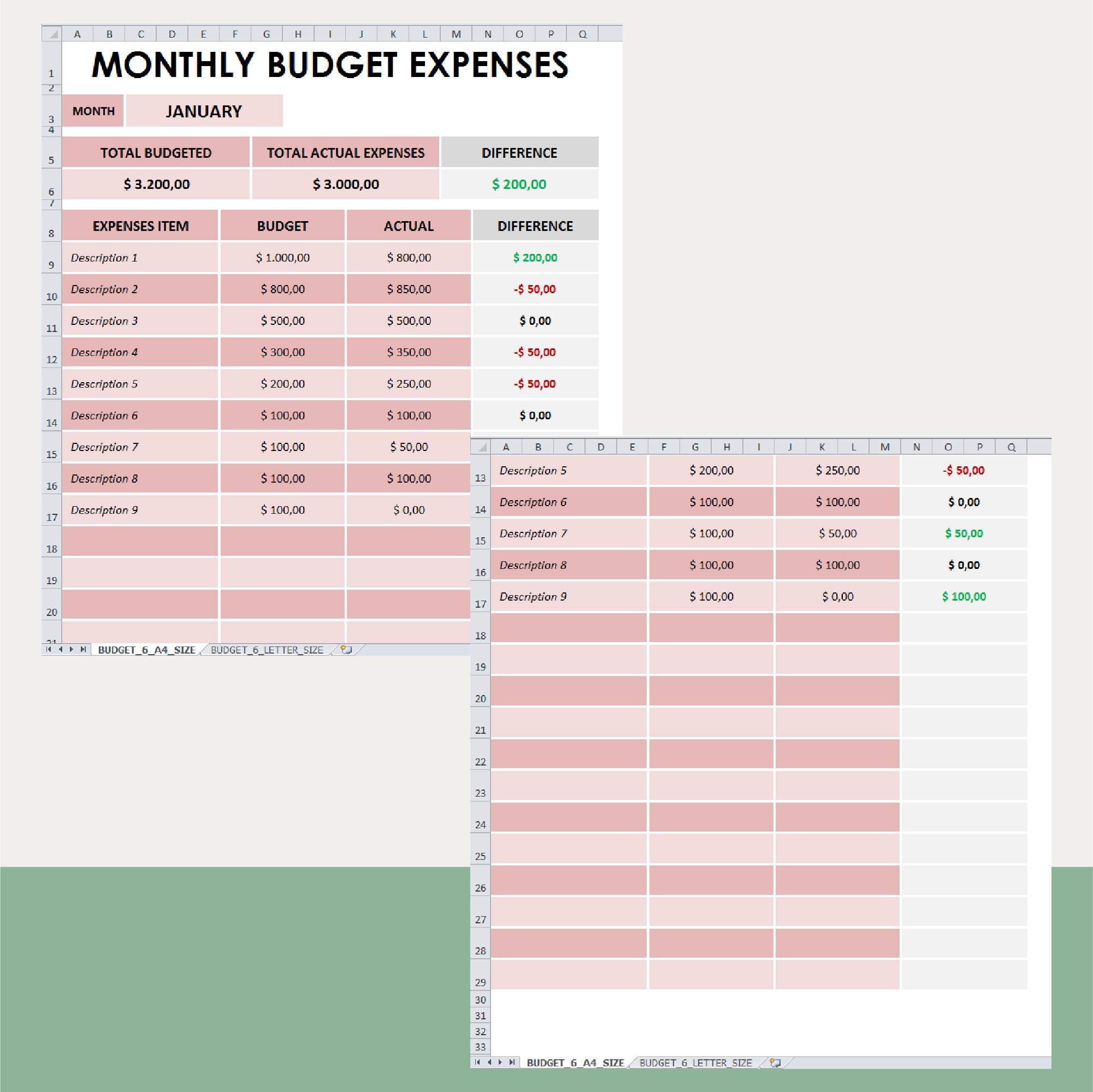 Budget Template for Monthly Expenses. Editable Monthly Expense Tracking ...