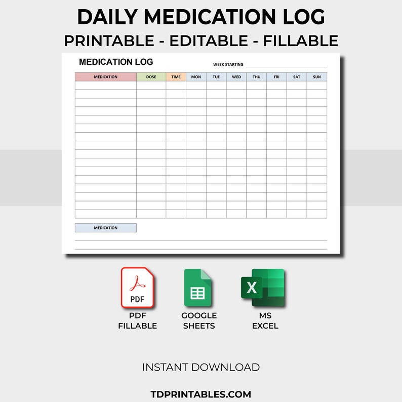 Medication Tracker, Medication Log, Medication List, Medicine Tracker ...