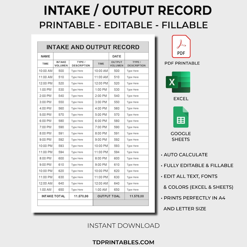 Fluids Intake and Output Record. Fluid Balance Chart. Intake Output Tracker. Nursing Form. Urine ...