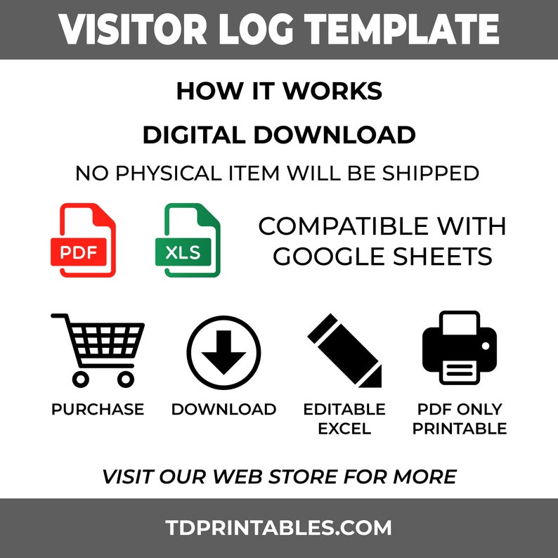 Editable & Printable Visitor Log. Visitor Sign in / Sign Out Sheet ...