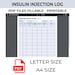 Insulin Injection Log. Insulin Injection Tracker. Diabetic Log ...