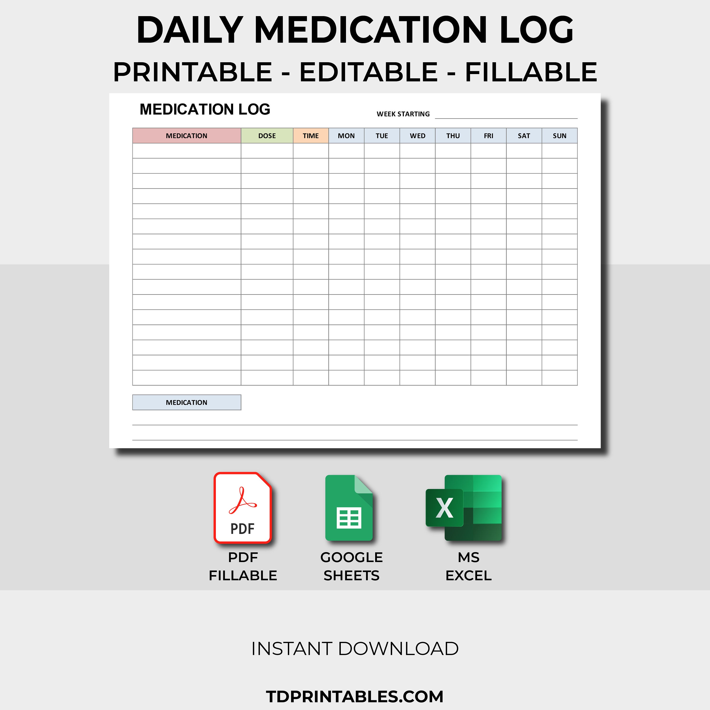 Medication Tracker, Medication Log, Medication List, Medicine Tracker ...