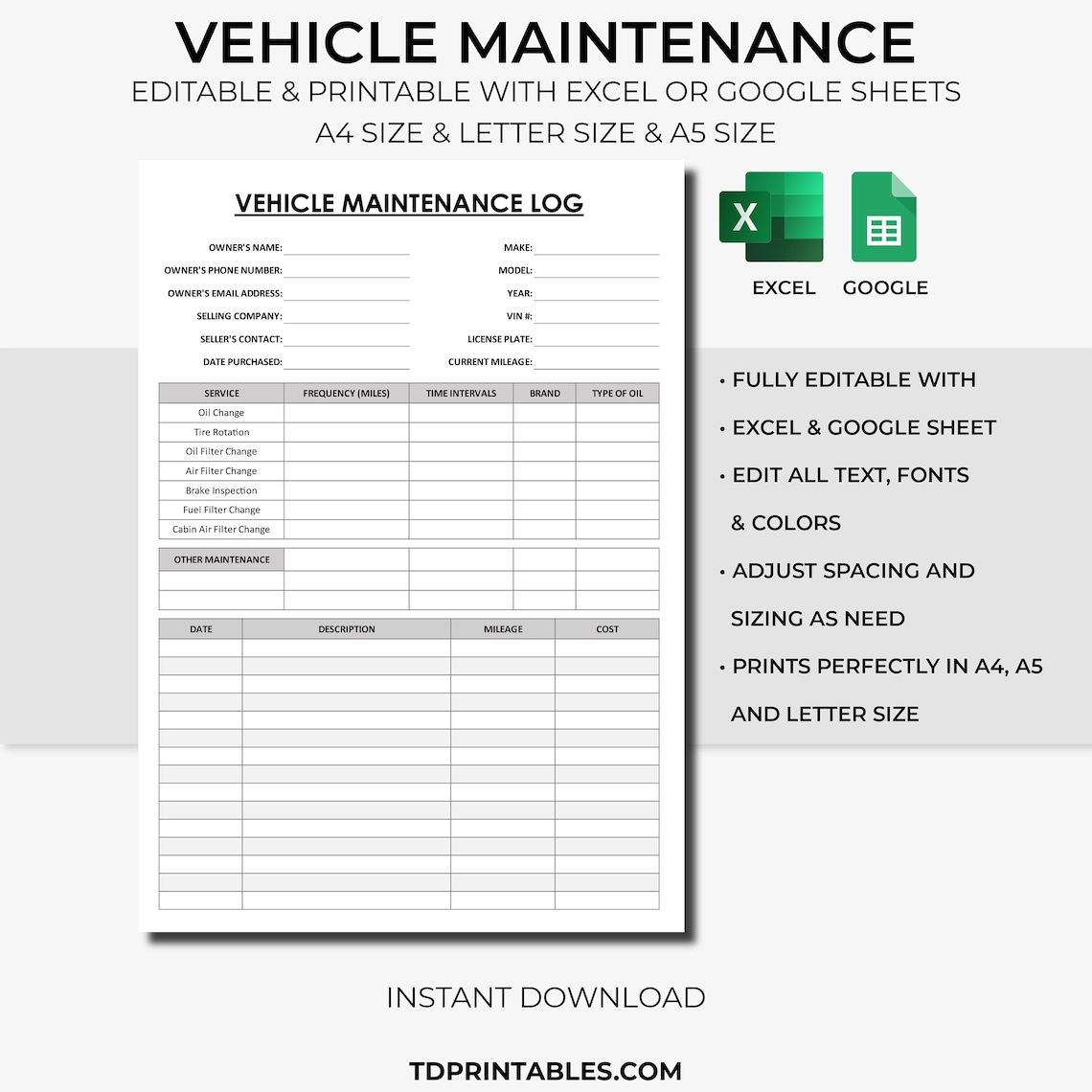 Vehicle Maintenance, Maintenance Tracker, Vehicle Service, Vehicle ...