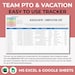 Pto Tracker Excel Google Sheet Spreadsheet Template, Associate Vacation ...