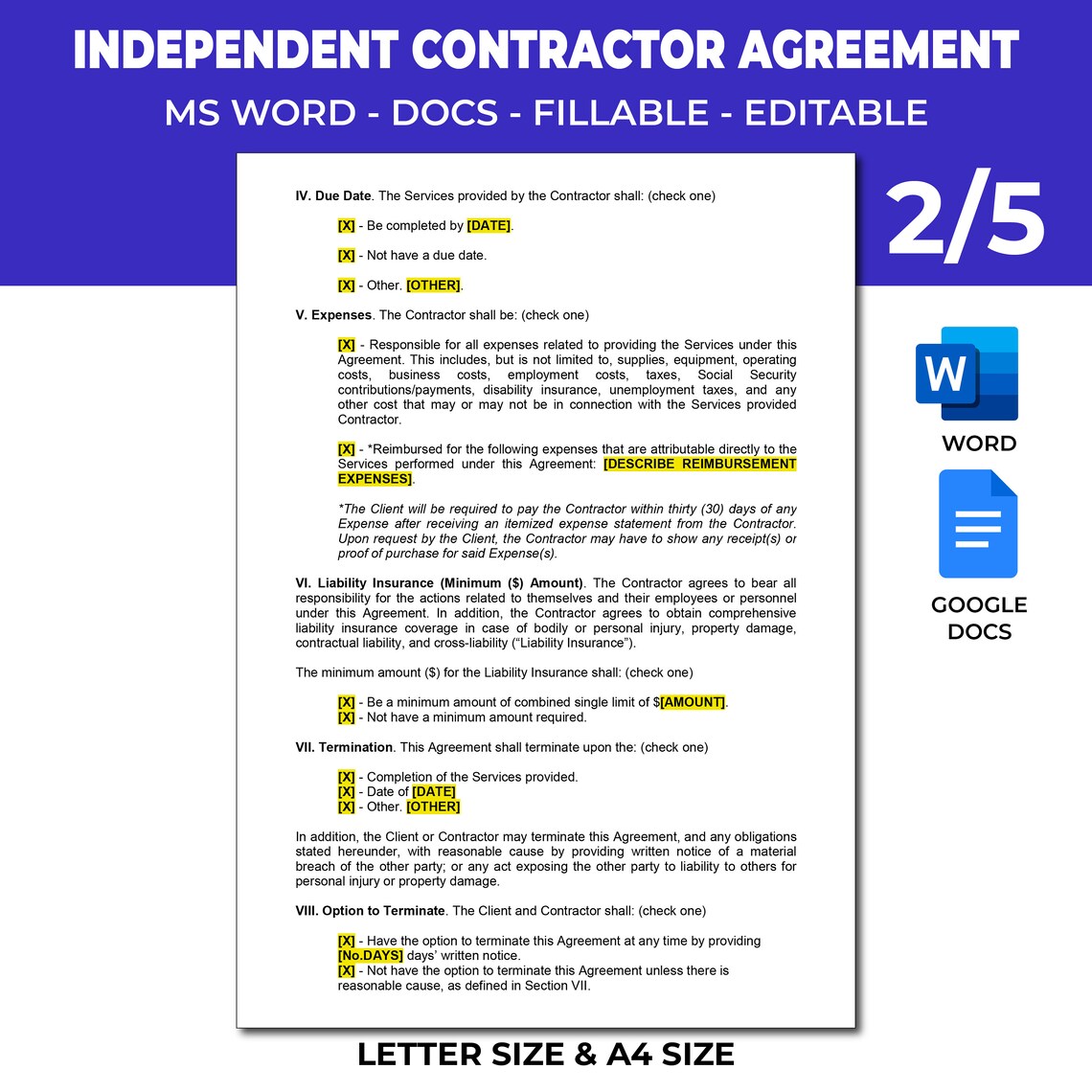 Contractor Agreement Template, Self-employed Contractor Contract ...