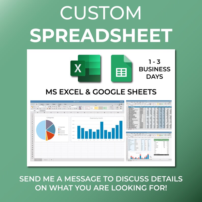 Custom Spreadsheet Tempales. Excel & Google Sheets. Personalized ...