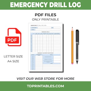 Printable Emergency Evacuation Log. Emergency Drill Record. Fire Drill ...