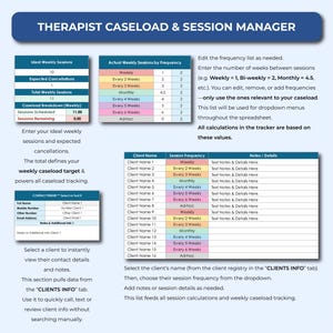 Excel Therapist Caseload Tracker Template, Therapy Client Tracker ...