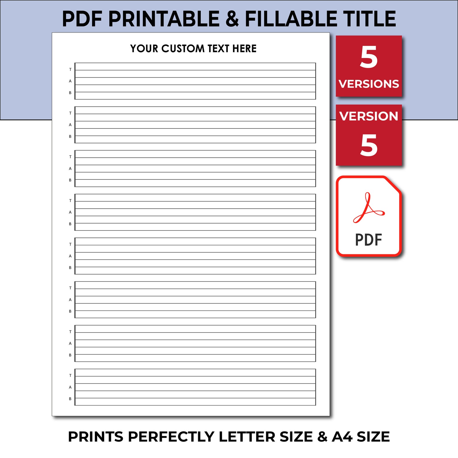 Classic Guitar Staff and Tablature Sheets. Printable Guitar Diagrams ...